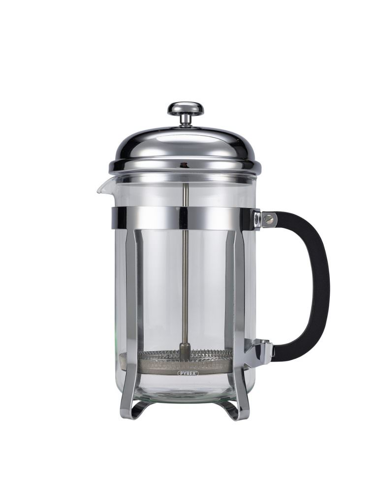 12 Cup Cafetiere Chrome Pyrex 48oz 1.5 Litre - Catering Products Direct