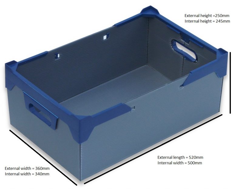 Large Stacking Correx Storage Boxes, Lightweight Crates
